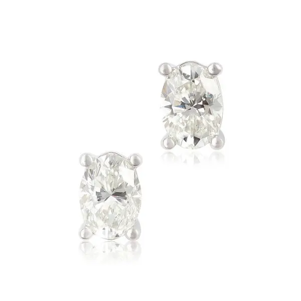 Benbridge Oval Diamond Solitaire Stud Earrings - G-h