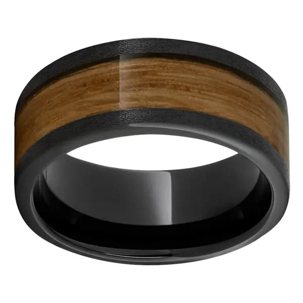 Benbridge Black Band With Barrel Aged Wood Inlay - Ceramic