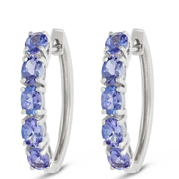 Benbridge 20mm Tanzanite Hoop Earrings In 14k White Gold - Blue