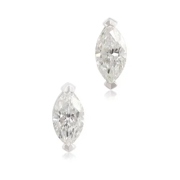Benbridge Marquise Diamond Solitaire Stud Earrings - Wg