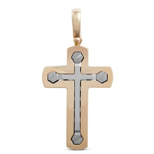 TOSCANO 14k Gold Two-tone Cross Pendant Charm - Tt