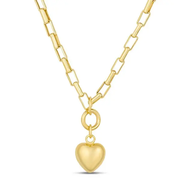 TOSCANO 14k Yellow Gold Puffed Heart Pendant Necklace - Yg