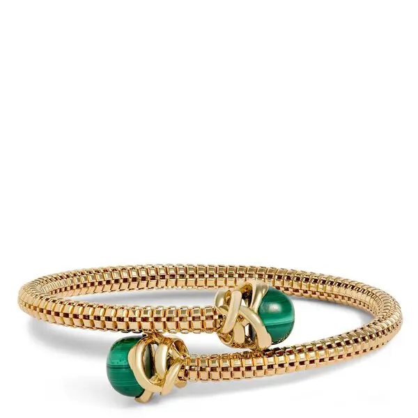 TOSCANO Malachite Tipped 14k Yellow Gold Bangle - Yg