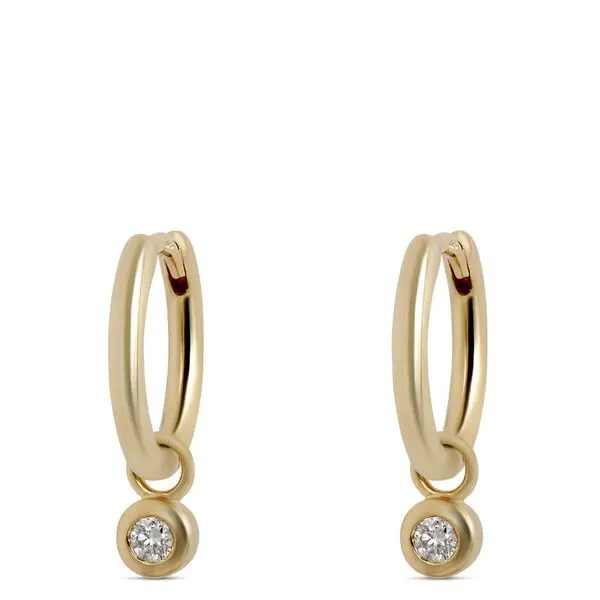 Benbridge 12mm Diamond Hoop Earrings - Yg