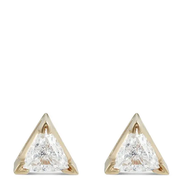 Benbridge 14k Yellow Gold Solitaire Trillion Diamond Stud Earrings - H-i