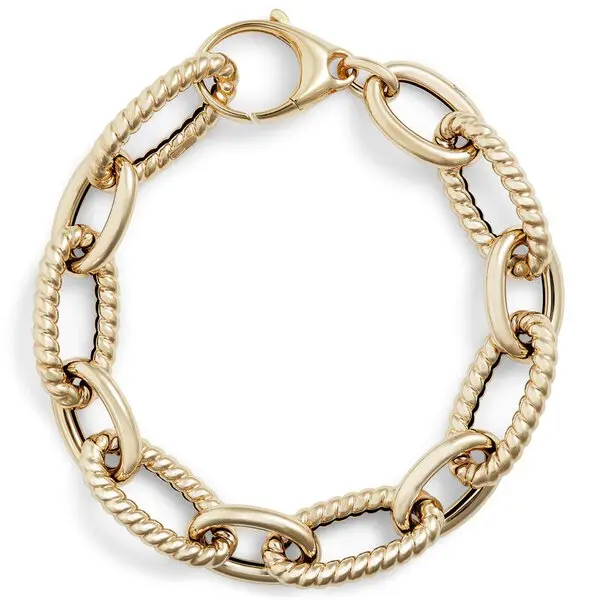 TOSCANO 14k Yellow Gold Oval And Twisted Link Bracelet - Yg