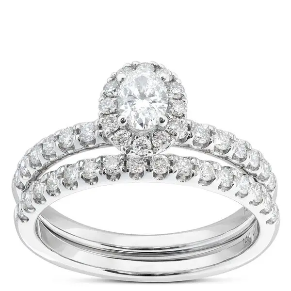Benbridge Fancy Cut Diamond Halo Bridal Set - Wg