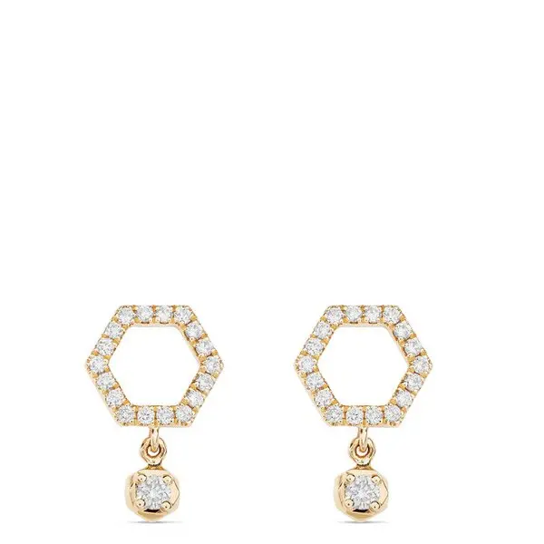 Benbridge Diamond Hexagon Dangle Earrings In 14k Yellow Gold - Yg