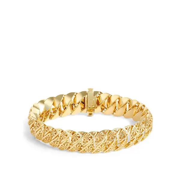 TOSCANO 7.5-inch 14k Yellow Gold Reversible Lacework Bracelet - Yg