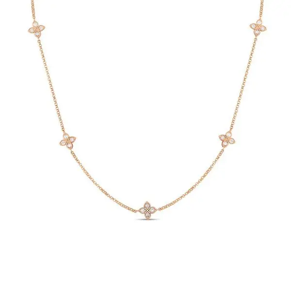 Roberto Coin Love The Inch 5 Station Flower Necklace - Rg
