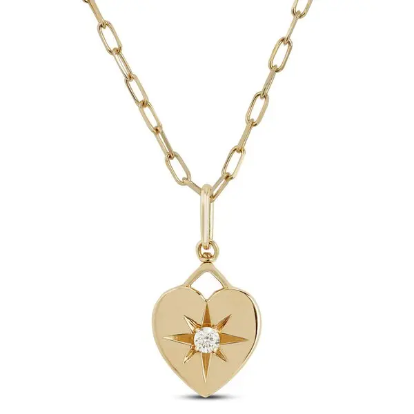 IKUMA Diamond And 14k Yellow Gold Heart Pendant Necklace - Yg