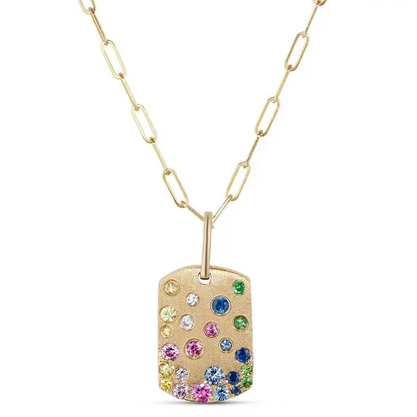 Benbridge Confetti Sapphire And Tsavorite Dogtag Pendant - Multicolored