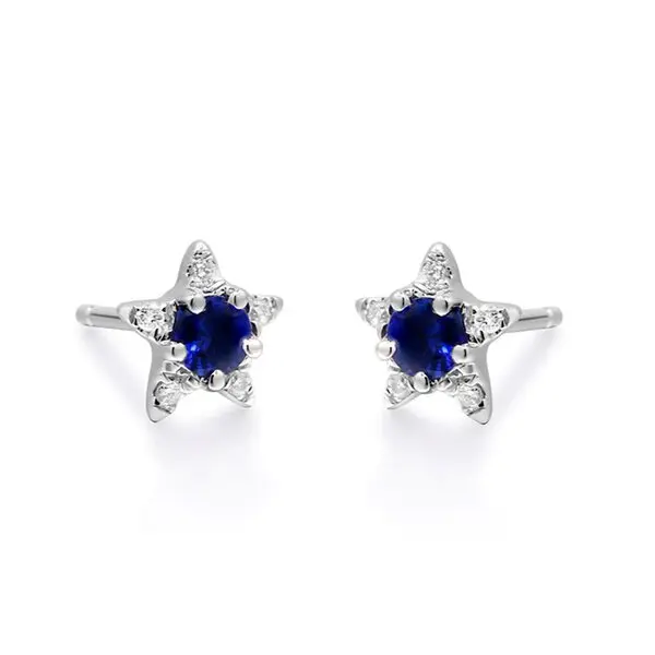 Benbridge Round Sapphire Stud Earrings - Wg