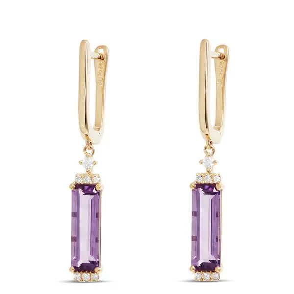 Benbridge 14k Yellow Gold Amethyst And Diamond Drop Earrings - Purple
