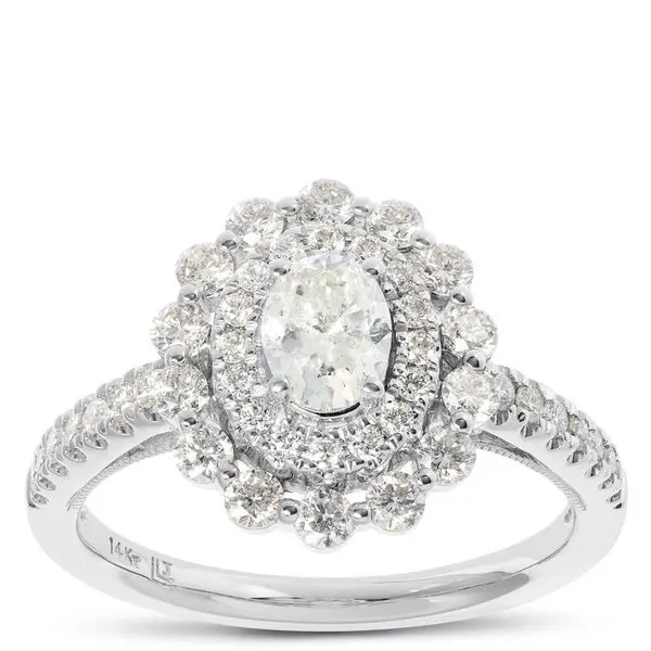 Benbridge Oval Cut Halo Diamond Ring - Wg