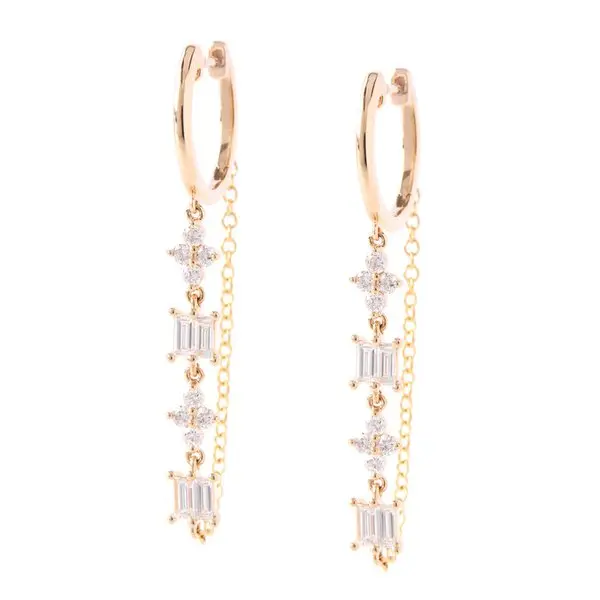 Benbridge Diamond Dangle Chain Hoop Earrings - Yg