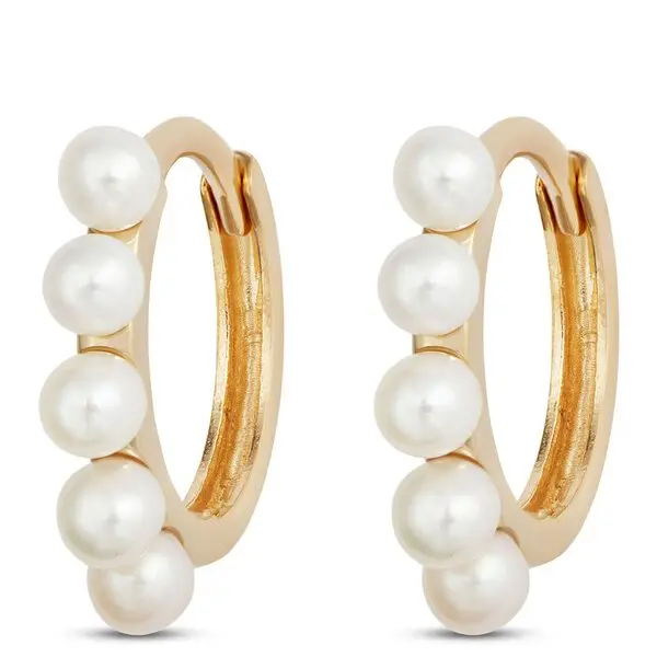 Benbridge 10mm Pearl Hoop Earrings - White