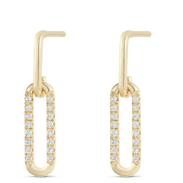Benbridge Paperclip Drop Diamond Earrings - Hj