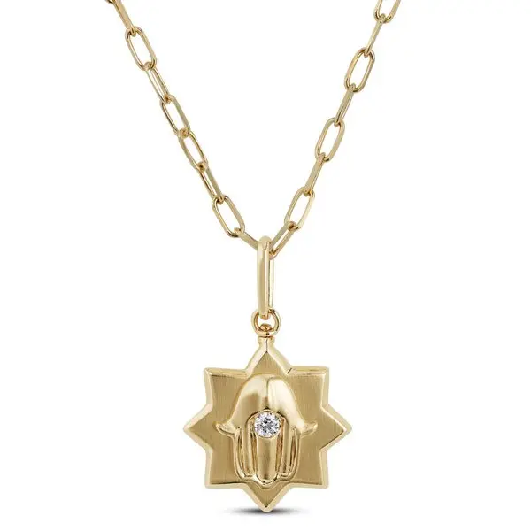 IKUMA 14k Yellow Gold Diamond Hamsa Pendant Necklace - Yg