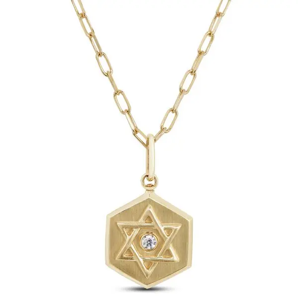 IKUMA 14k Yellow Gold Diamond Star Of David Pendant Necklace - Yg