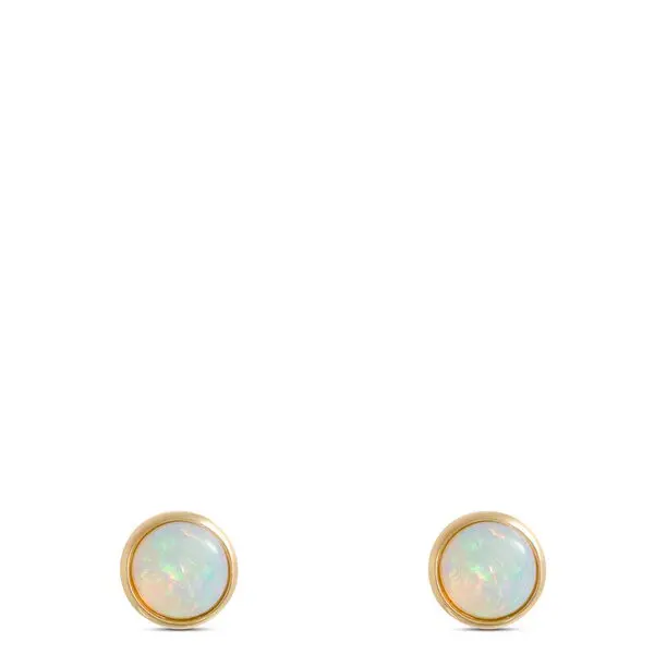Benbridge Bezel Set Round Opal Stud Earrings - White