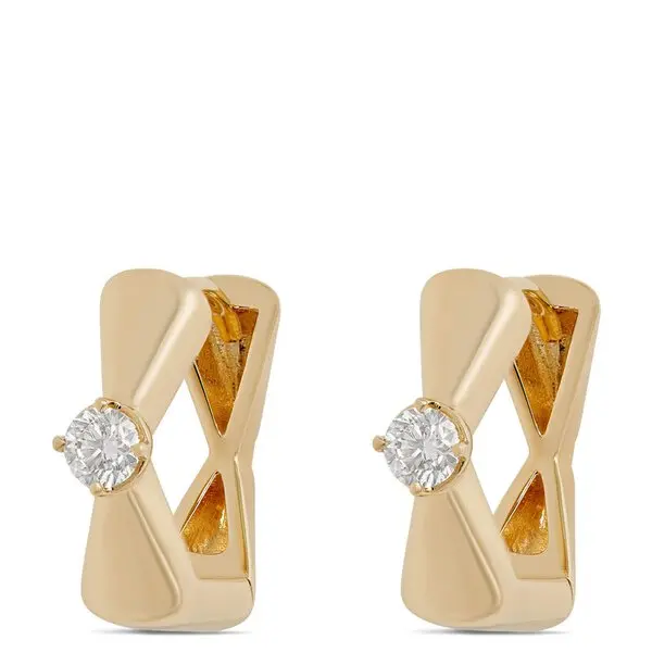 IKUMA Round Diamond Solitaire Huggie Earrings - Yg
