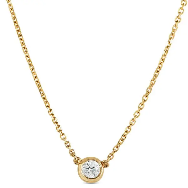 Benbridge Bezel Set Diamond Pendant Necklace - Yg