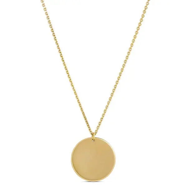 Benbridge Engravable Disk Pendant Necklace - Yg