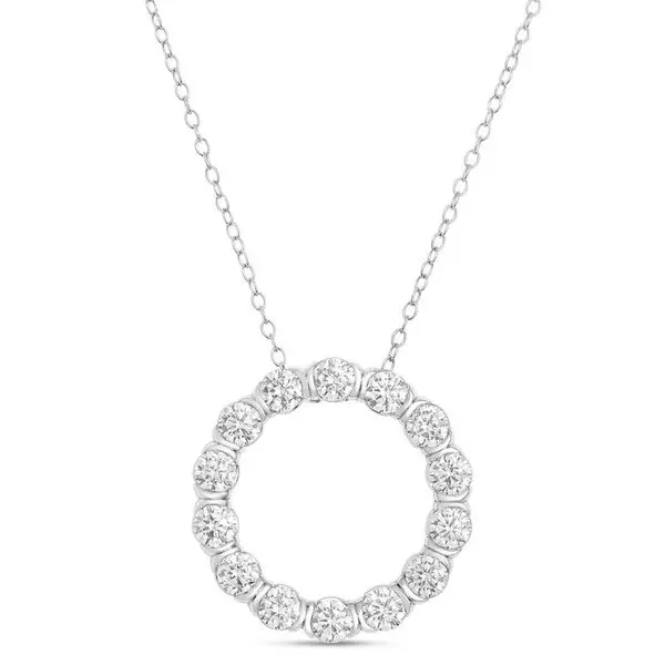 SIGNATURE Diamond And Platinum Circle Pendant Necklace - Plt