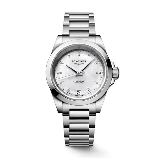 LONGINES Conquest Automatic Diamond Mother Of Pearl Dial Watch - Stainless Steel