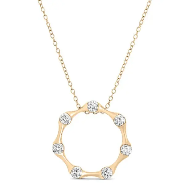 SIGNATURE Ben Bridge Circle Diamond Pendant Necklace - Yg