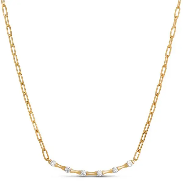 SIGNATURE Round Cut Diamond Paperclip Necklace - Yg