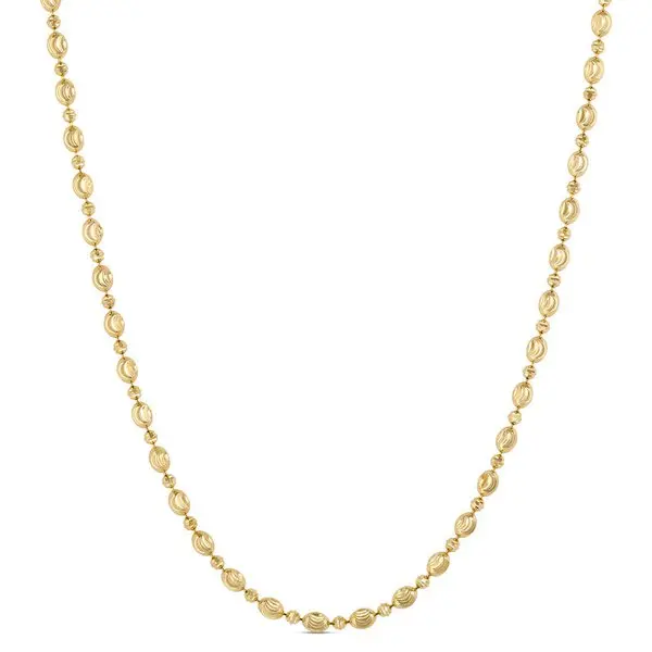 Benbridge 24 Inch 14k Yellow Gold Moon Cut Bead Necklace - Yg