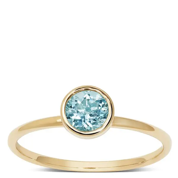 Benbridge Round Bezel Set Topaz 14k Yellow Gold Ring - Blue