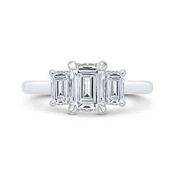 BELLA PONTE Platinum Engagement Ring With Emerald Cut Diamonds - Plt