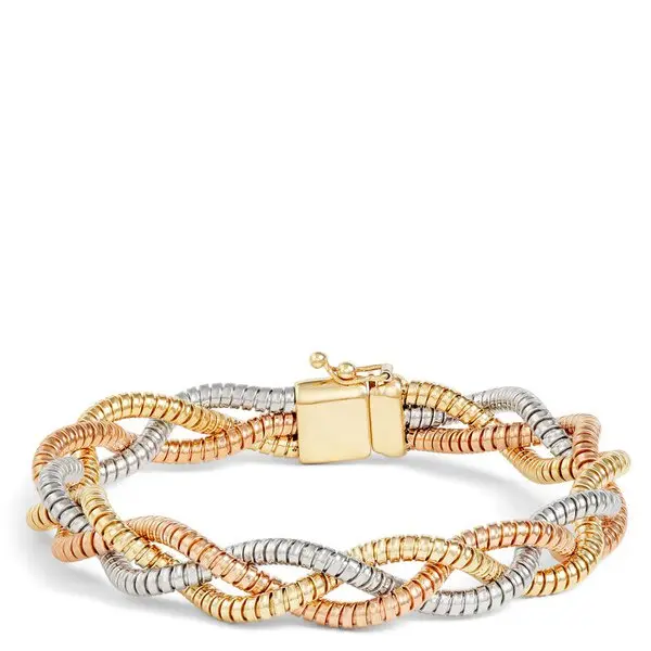 TOSCANO 14k Gold 3-strand Braided Bracelet - Multi-tone