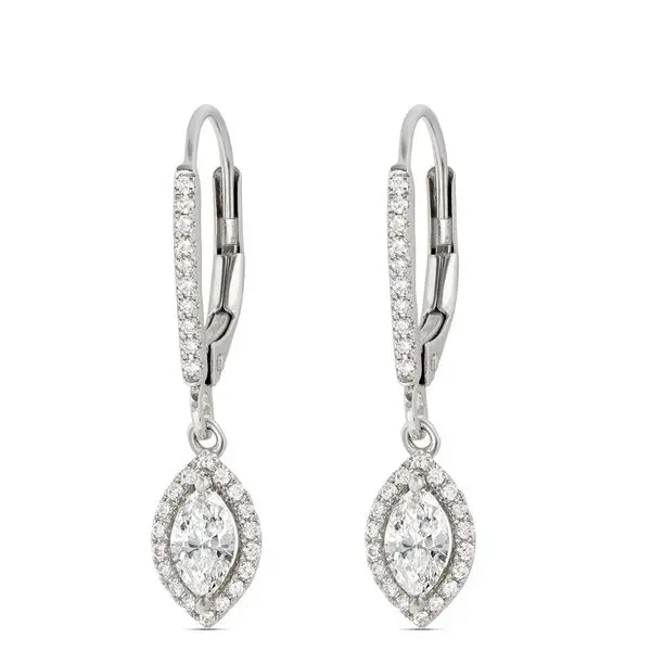 Benbridge Marquise Leverback Diamond Earrings - Wg