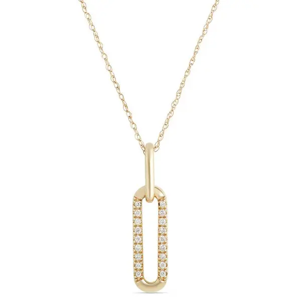 Benbridge Paperclip Drop Diamond Necklace - Yg