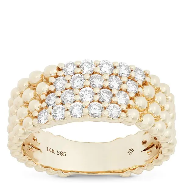 Benbridge Four-row Beaded Diamond Band - Yg