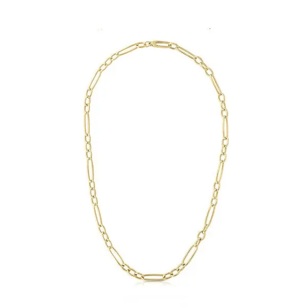 Roberto Coin Alternating Oval Link Necklace - Yg