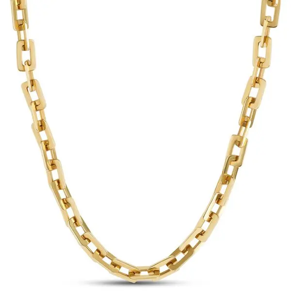 TOSCANO 24-inch Flat Rectangle Link Necklace 14k Yellow Gold - Yg