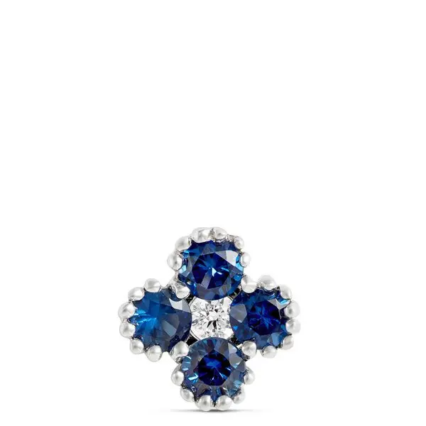 Benbridge Floral Sapphire And Diamond Single Stud Earring - Blue