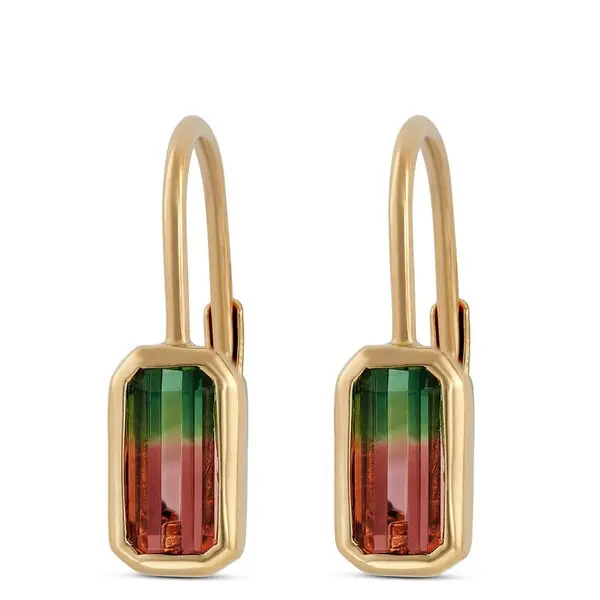 Benbridge Bi-color Tourmaline Leverback Earrings - Multicolored