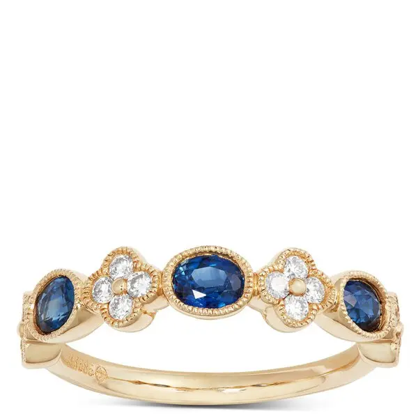 Benbridge Oval Sapphire And Diamond Ring In 14k Yellow Gold - Blue