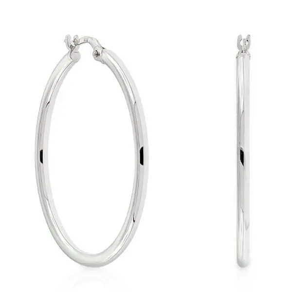 Roberto Coin 18k White Gold Medium Round Hoop Earrings - Wg