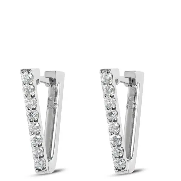 Benbridge Triangle Diamond Hoop Earrings - Wg