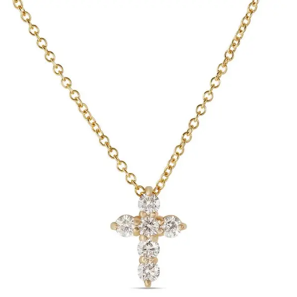 Benbridge Diamond Cross Pendant In 14k Yellow Gold - H-i