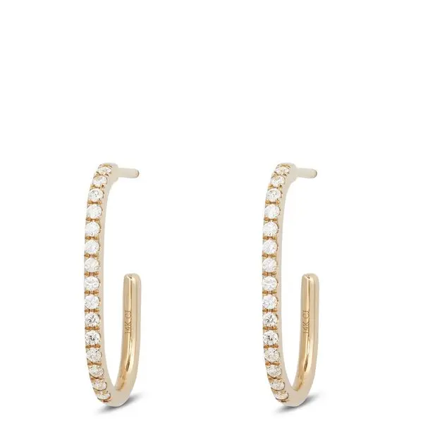 Benbridge Oval Diamond Hoop Earrings - Yg