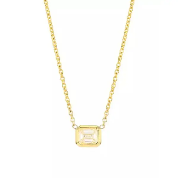Roberto Coin Tiny Treasures 18k Yellow Gold Emerald-cut Diamond Pendant Necklace - Tt