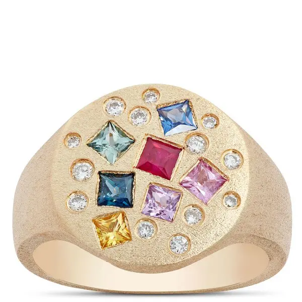 Benbridge Confetti Gemstone And Diamond 14k Yellow Gold Ring - Multicolored